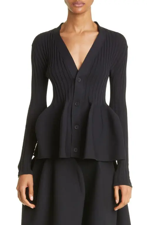 Buy CFCL Pottery 1 Peplum Rib Cardigan - Black At 55% Off | Editorialist