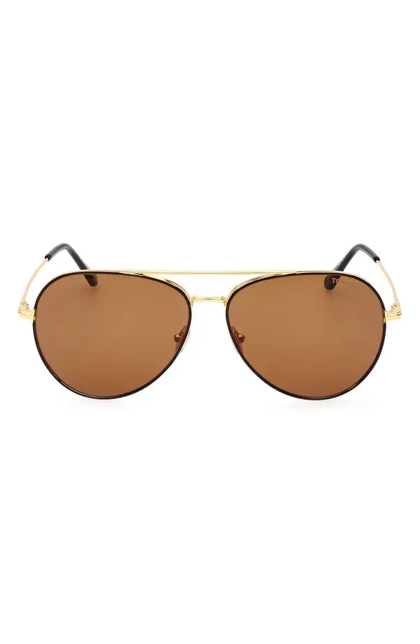 Classic Aviator Sunglasses With Brown Gradient Lenses - UV400 Protection, Gold Metal Frame