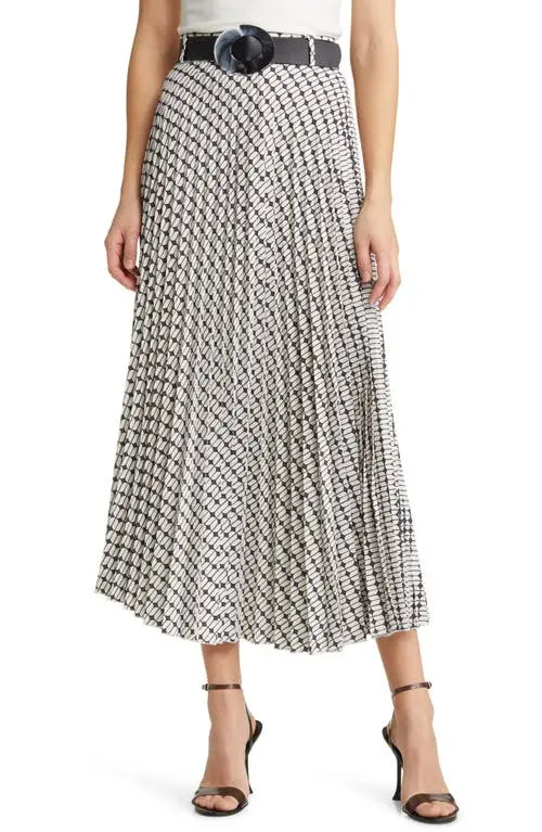 NIKKI LUND Brit Printed Pleated Maxi Skirt