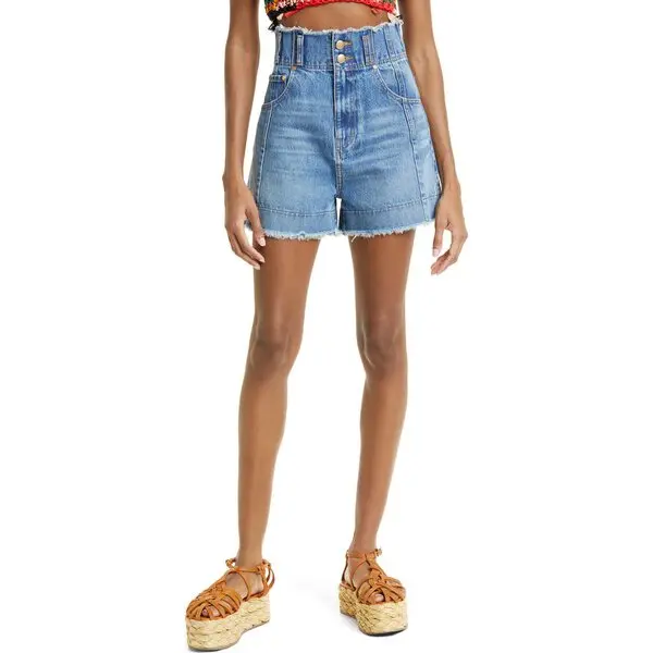 Ulla Johnson Nonstretch Denim Cutoff Shorts - Danube Medium Indigo Wash