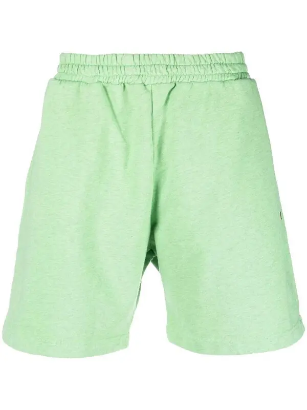 MSGM Embroidered-logo Cotton Shorts - Green