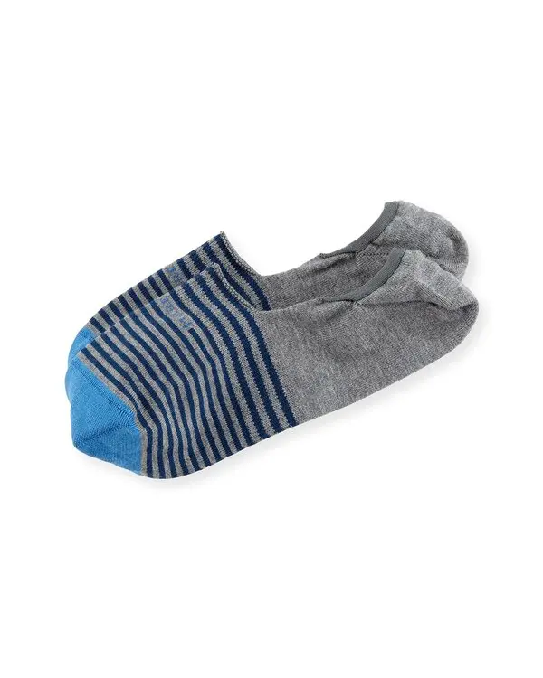 Marcoliani Invisible Touch Striped No-show Socks - Gray Pattern