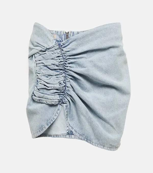 THE MANNEI Wishaw Ruched Denim Miniskirt