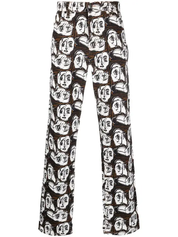CHARLES JEFFREY LOVERBOY Graphic-print Trousers - White
