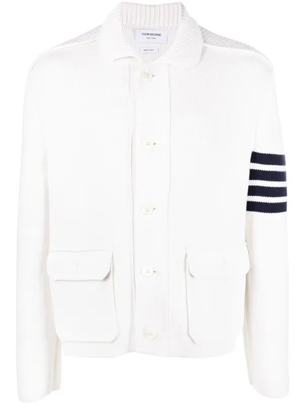 Thom Browne 4-bar Buttoned Cardigan - White