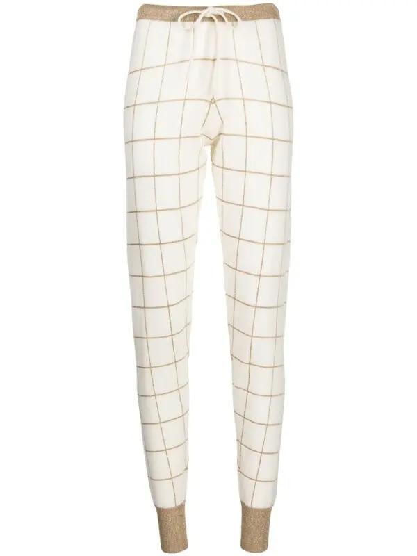 MADELEINE THOMPSON Layla Check-pattern Track Pants - Neutrals