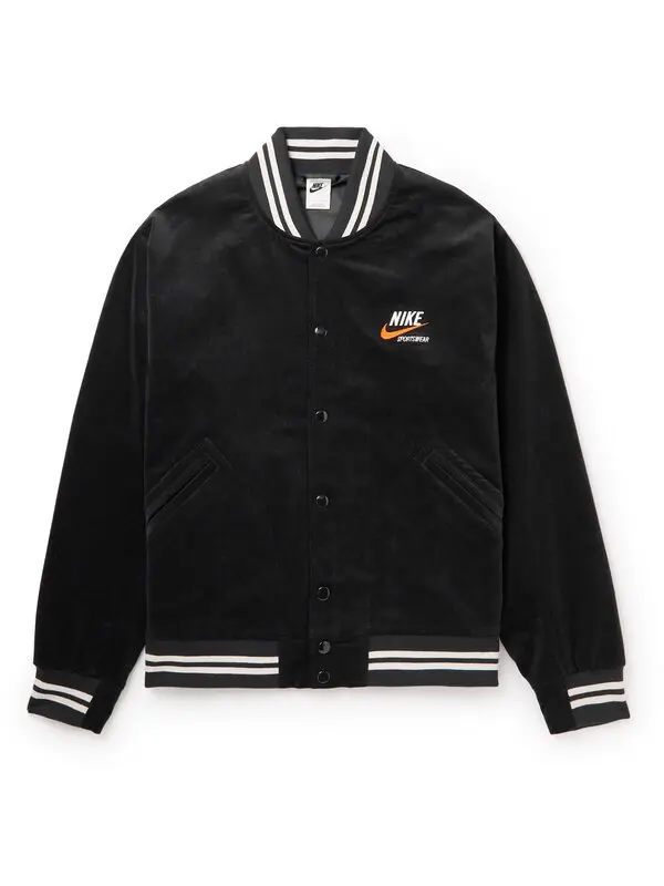 Nike Nsw Logo-Embroidered Cotton-Blend Corduroy Bomber Jacket In