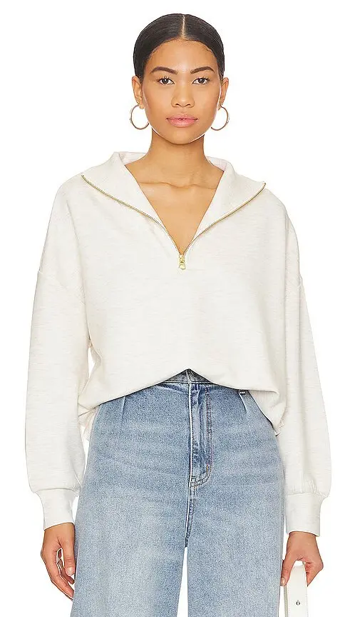 Varley Hawley Half Zip Sweatshirt - Ivory Marl