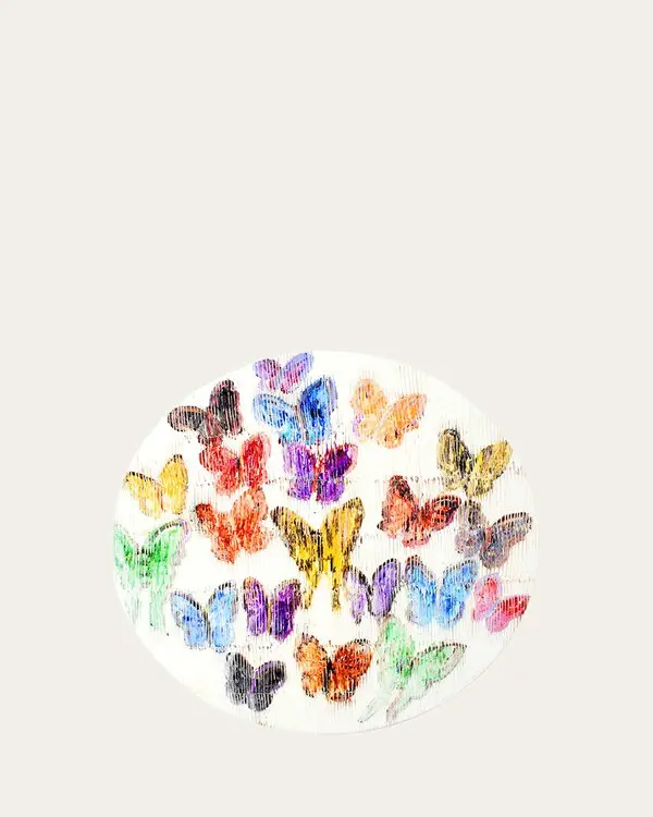 HUNT SLONEM Spring Butterflies Lacquer Placemat, 15"dia