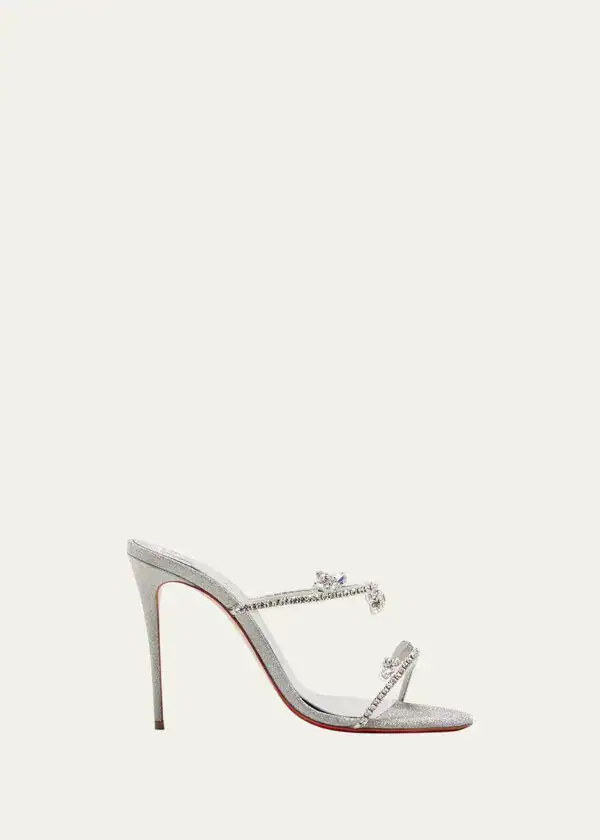 CHRISTIAN LOUBOUTIN Just Queen Crystal Red Sole Mule Sandals - S265 ...