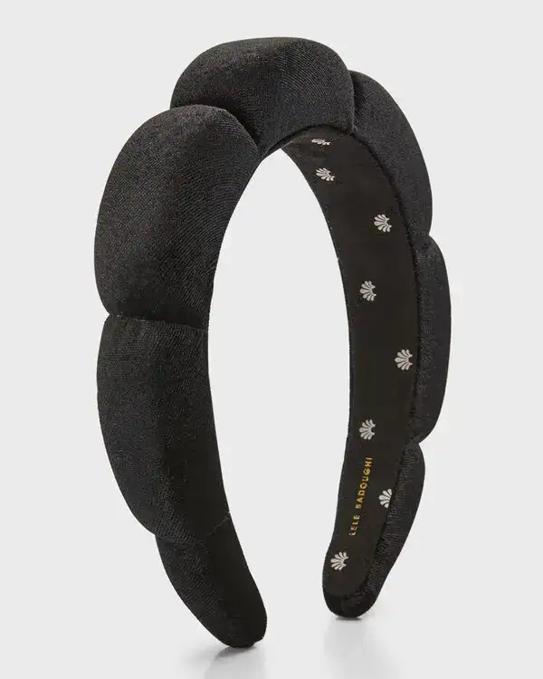 Lele Sadoughi Scalloped Velvet Headband - Jet | Editorialist display picture 1