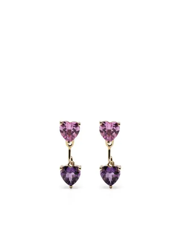 Yvonne Léon 9kt Yellow Multi Coeurs Drop Earrings
