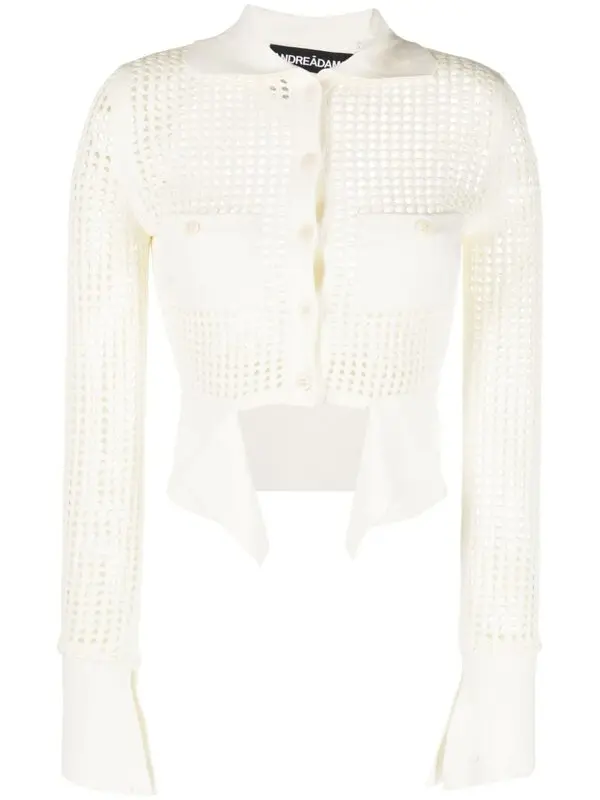 ANDREĀDAMO Open-knit Panelled Cardigan - White