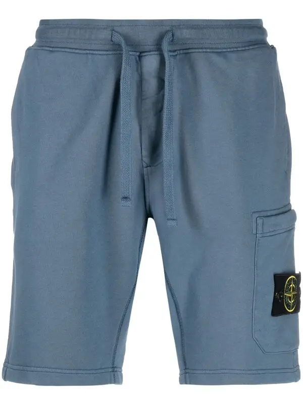 Stone Island Logo-patch Detail Shorts - Blue