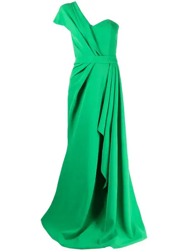 rhea costa green dress Eve Long Dress In Dark-Green – Rhea Costa main image 1