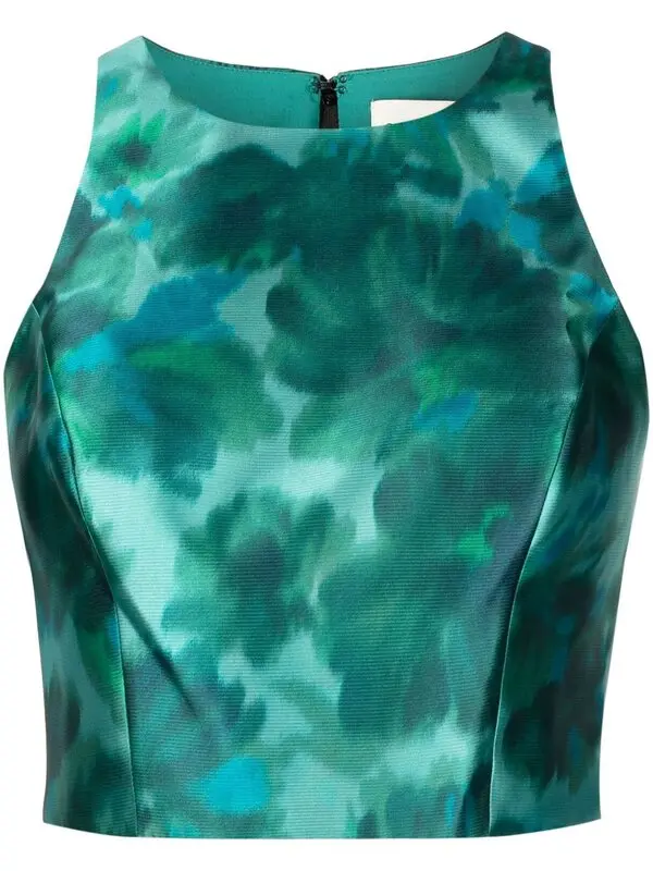 Sachin & Babi Lexie Watercolour-effect Sleeveless Top - Green