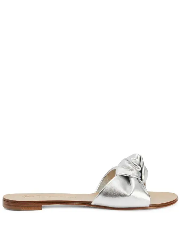 GIUSEPPE ZANOTTI Aycha Knot-detailing Flat Sandals - Silver