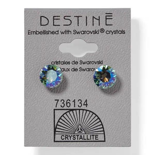 Crystallite Destine Aqua Aura Earrings Blue Editorialist