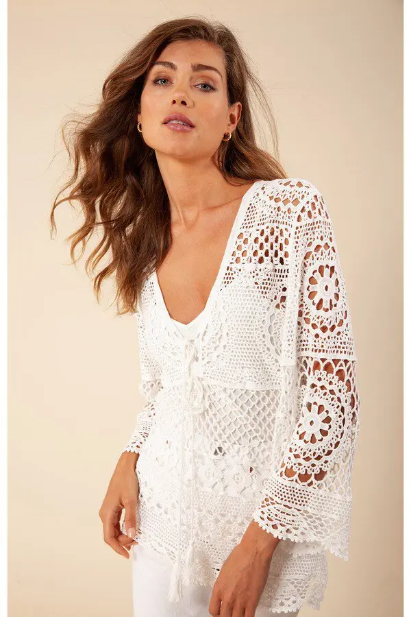 Hale Bob Alexane Crochet Top - Neutral