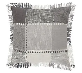 OX BAY TRADING CO. Ox Bay Patchwork Plaid Fringed Throw Pillow