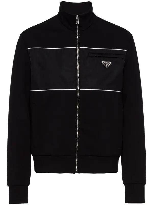 Prada Re-nylon Panelled Zip-up Jacket - Black