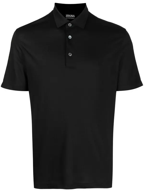 Zegna Plain Short-sleeved Polo Shirt - Black