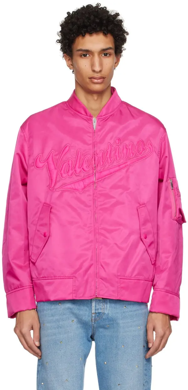 Valentino Garavani Embroidered Bomber Jacket In Uwt Pink Pp 71