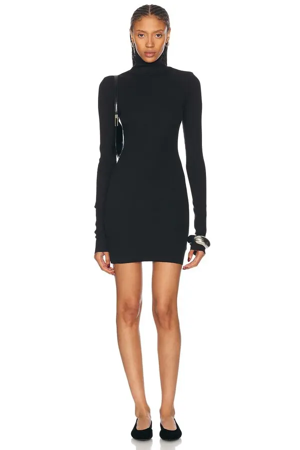 Eterne Long Sleeve Turtleneck Mini Dress - Black