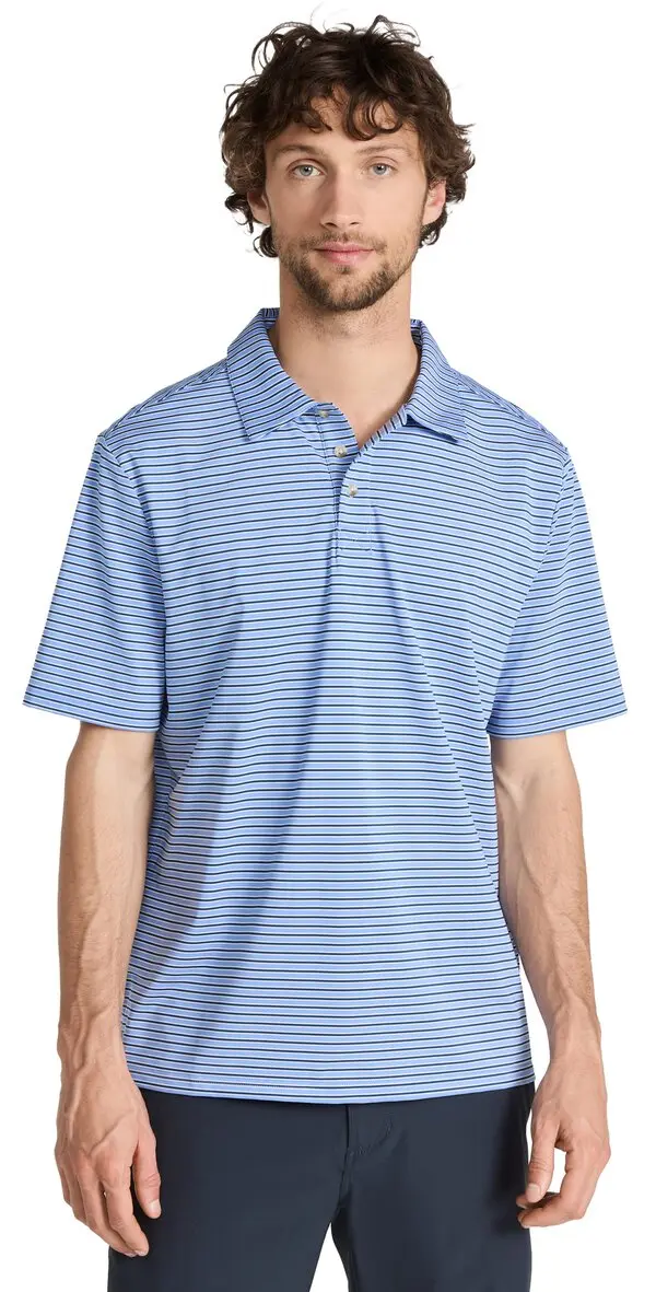 FAIR HARBOR The Ozone Polo - Blue Golf Stripe