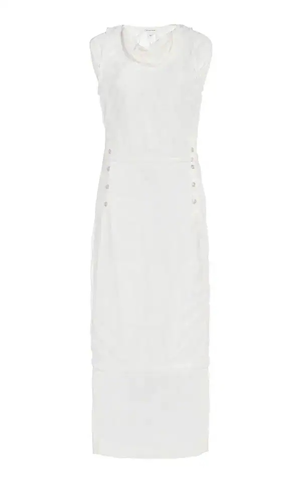 Bottega Veneta Layered Cotton Fit-And-Flare Dress - White | Editorialist