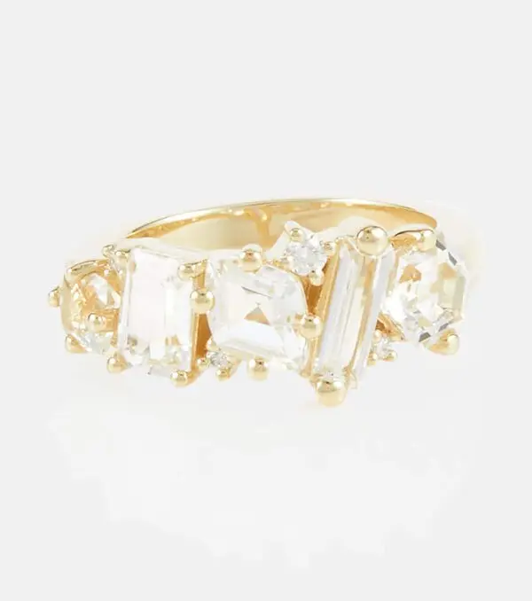 SUZANNE KALAN Nadima Glimmer 14kt Gold Ring With Diamonds And Topaz - White