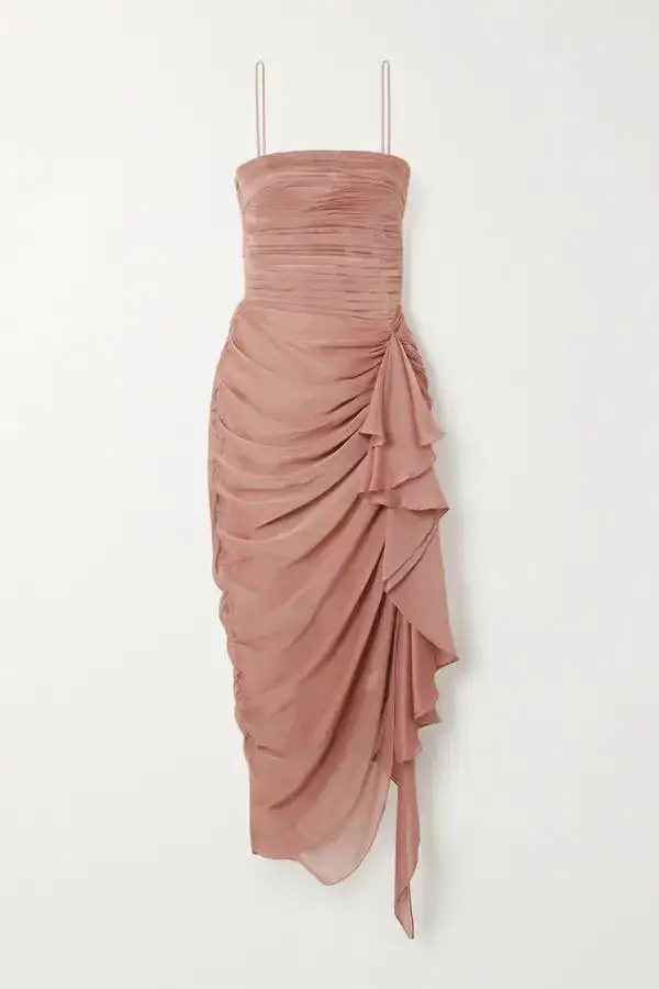 white christmas dresses Ruched Chiffon Midi Dress for Wedding Guests & Semi-Formal Events main image 0