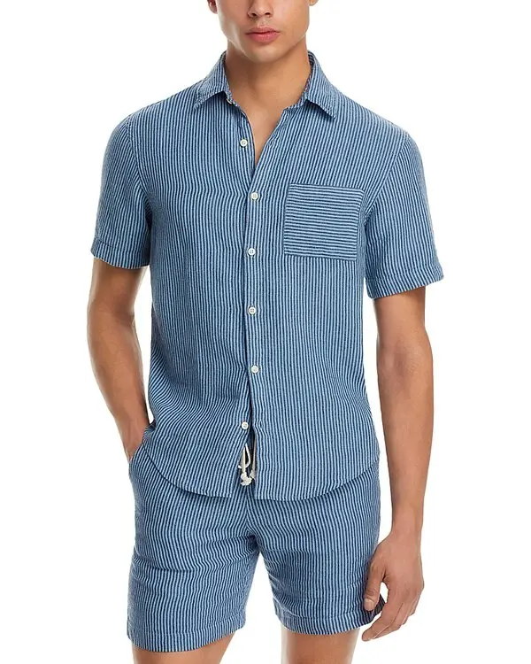 ALEX CRANE Ola Regular Fit Linen Shirt - Overdye Indigo