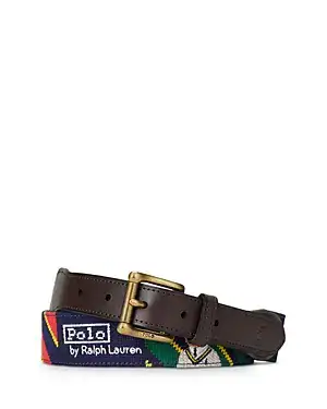 Ralph Lauren Polo Bear Striped Needlepoint Belt In Multi 51% Off
