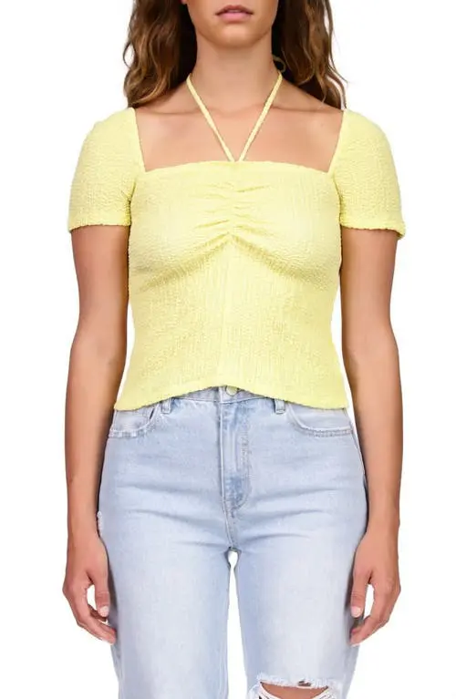 Sanctuary Cap Sleeve Crop Halter Top - Lima Bean