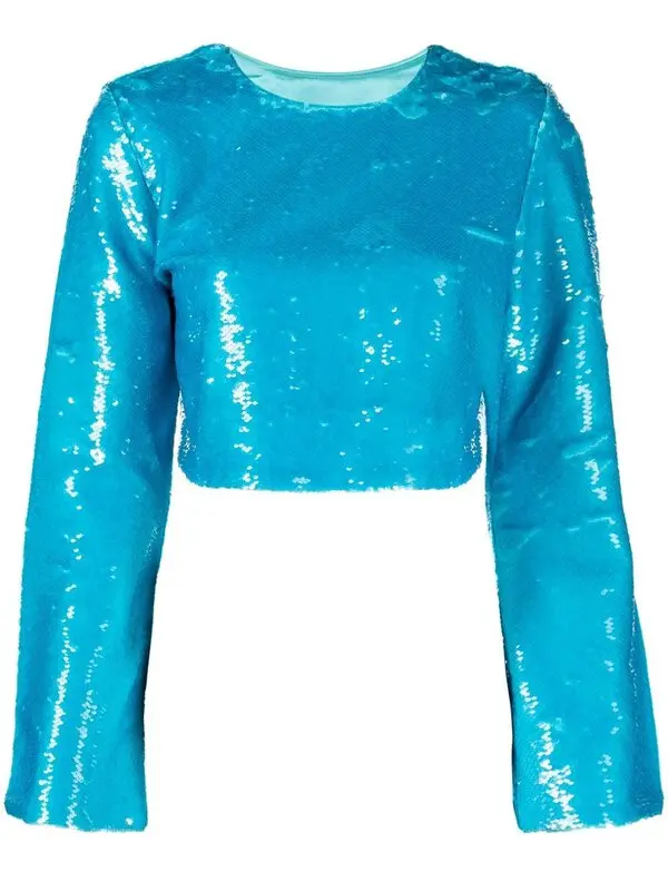 GANNI Sequin-embellished Crop Top