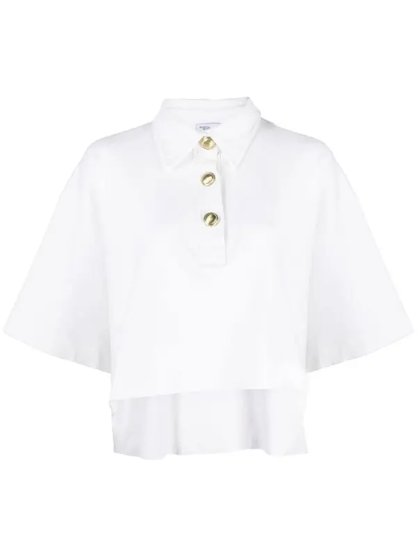 Rosetta Getty Cropped Polo Top - White