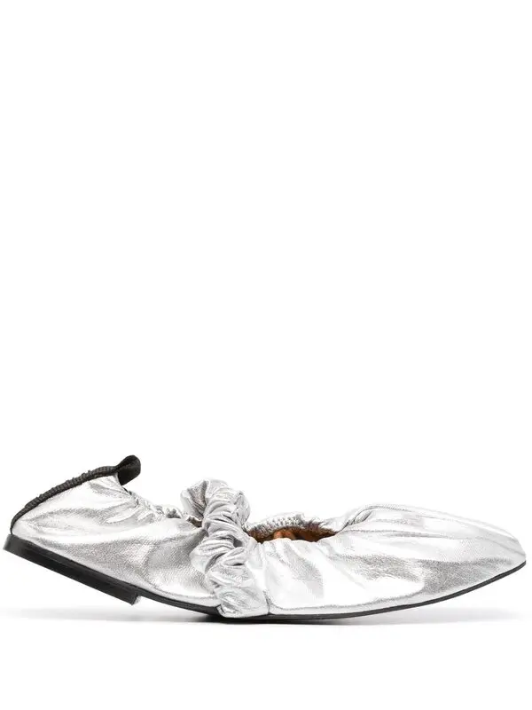 GANNI Scrunchie Ballerina Shoes - Silver