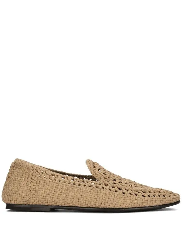 Dolce & Gabbana Woven Leather Slippers - Neutrals