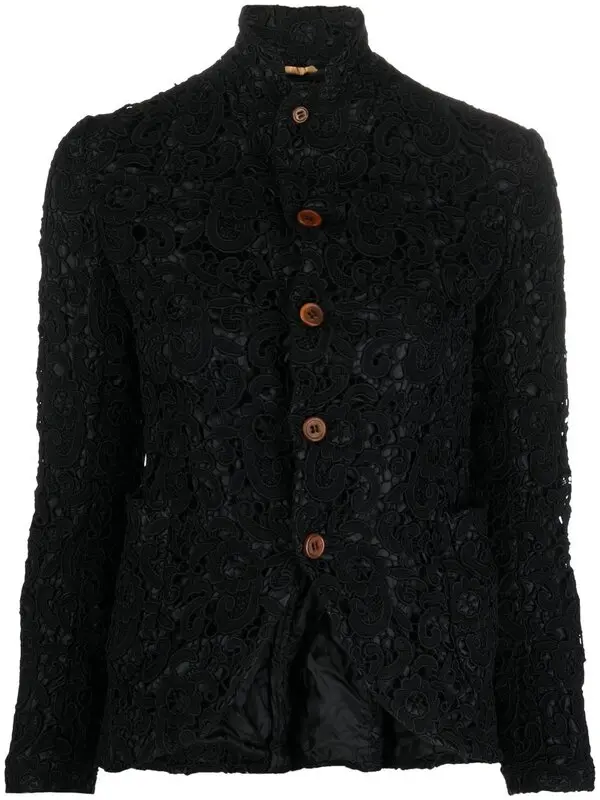 Comme Des Garçons Floral-embroidered Jacket
