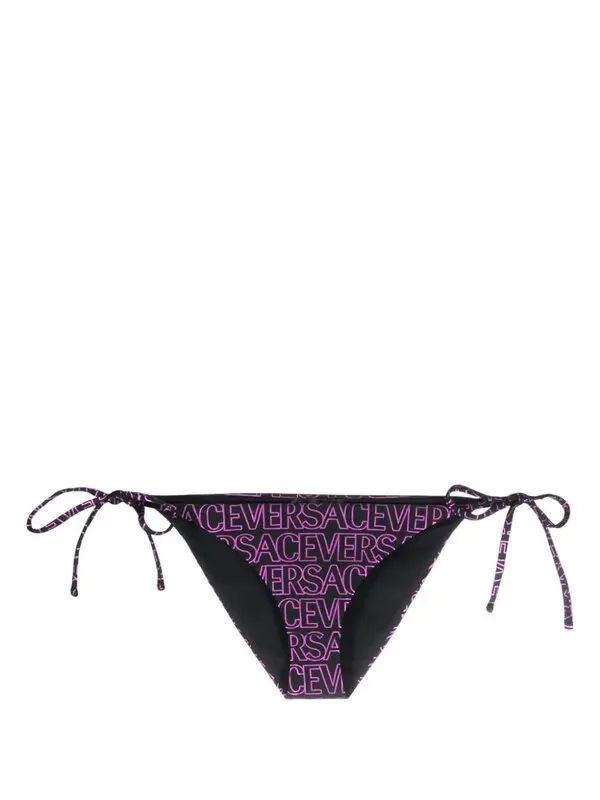 Versace Logo-print Tie Bikini Bottom - Black