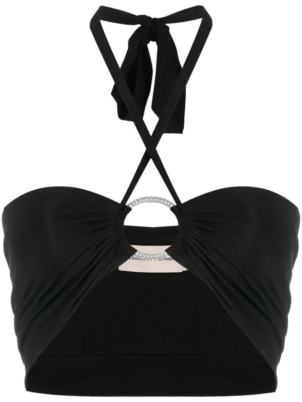 Alexandre Vauthier Embellished Ring Halterneck Crop Top