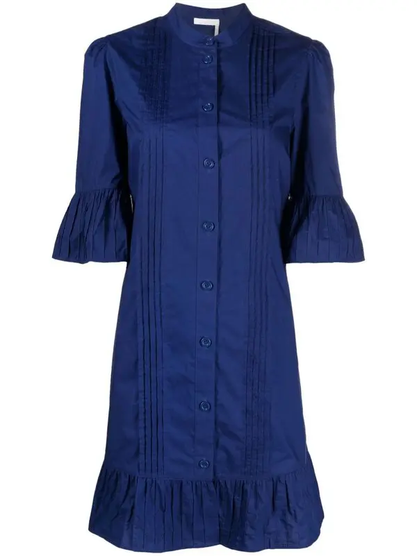 see by chloe collared shirt dress See By Chloé City Cotton Shirt Dress In Blue - 60% Off