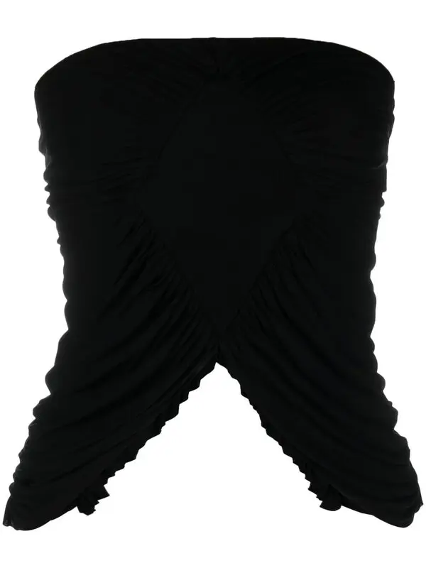 Saint Laurent Ruched Strapless Top