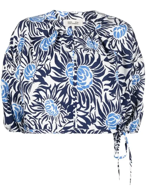 Diane Von Furstenberg Floral-print Cropped Top - White