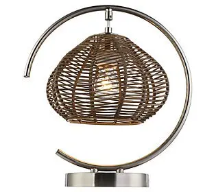 RIVER OF GOODS 13.75'h Brushed Nickel Iron Ratt N Table Lamp