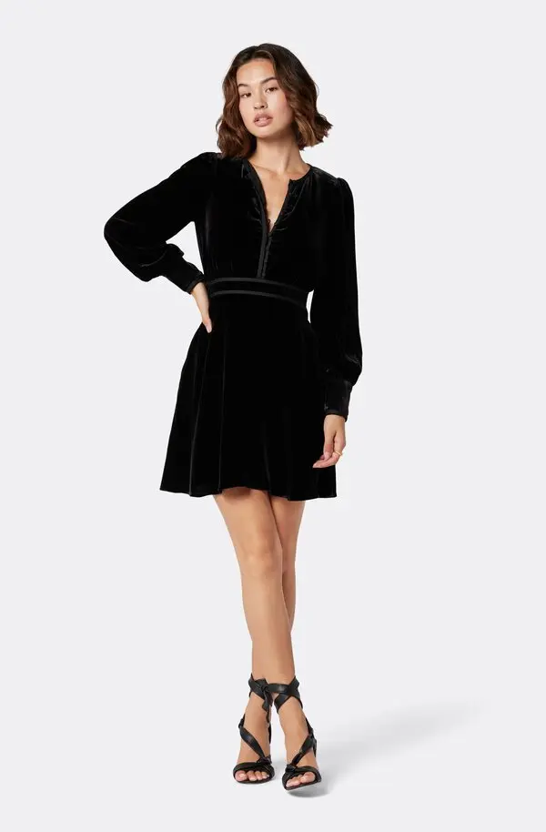 Joie Renata Velvet Mini Dress In Black 63% Off Editorialist