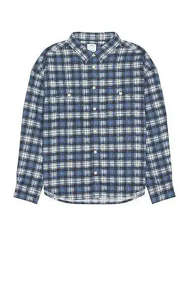 Visvim Pioneer Khadi Check Long Sleeve Shirt In Blue - Navy