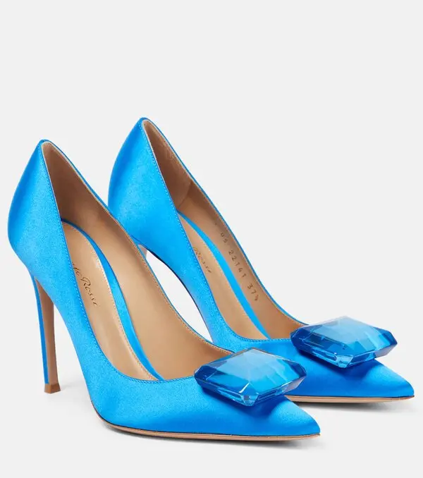 GIANVITO ROSSI Jaipur Satin Pumps - Blue