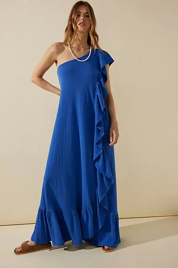 blue dress for baby girl Timeless Halter Maxi Dress – Hand-Dyed Open Back Dress with High Slit main image 0